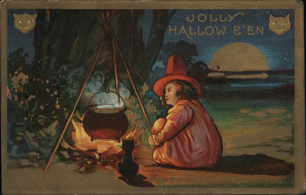 Jolly Hollowe'en Halloween Postcard
