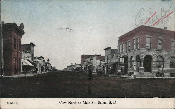 View North on Main Street Salem, SD Postcard