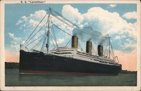 S.S. "Leviathan" Boats, Ships Postcard