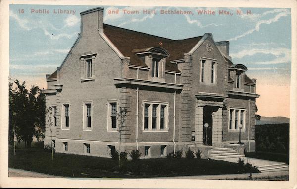 Public Library and Town Hall, White Mts. Bethlehem, NH Postcard