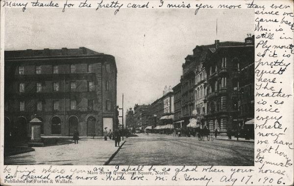 Main Street from Court Square, North Springfield, MA Postcard