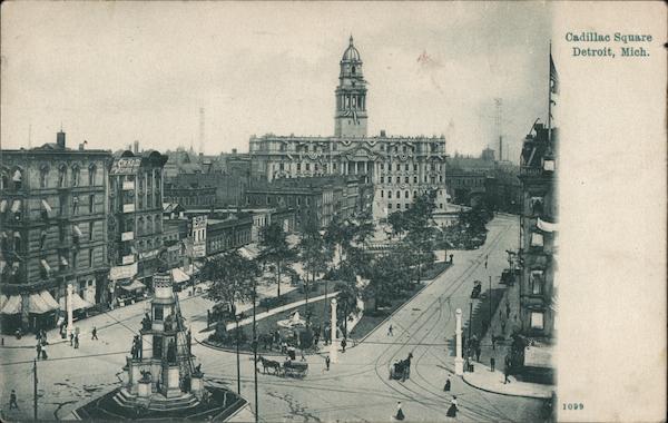 Cadillac Square Detroit, MI Postcard