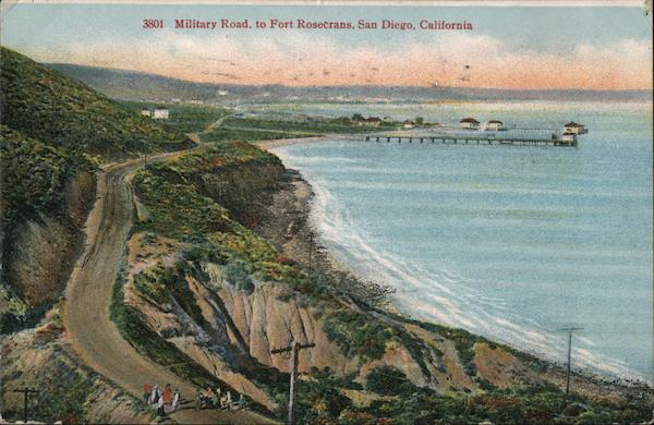Military Road to Fort Rosecrans San Diego, CA Postcard