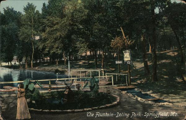 The Fountain - Doling Park Springfield, MO Postcard
