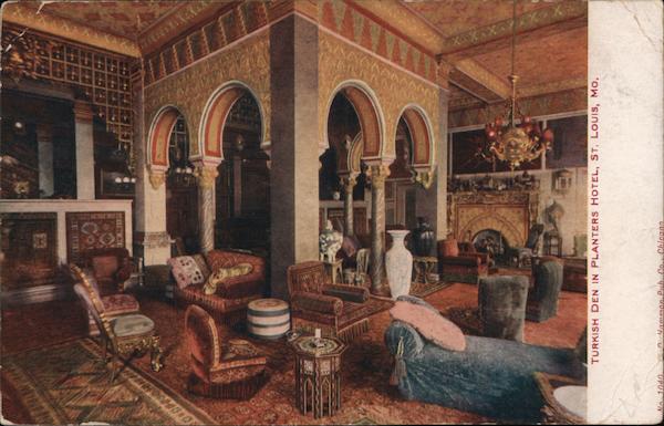 Turkish Den in Planters Hotel St. Louis, MO Postcard