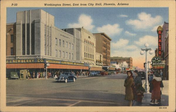 Washington Street, East from City Hall Phoenix, AZ Postcard