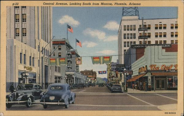 Central Avenue Looking South from Monroe Phoenix, AZ Postcard