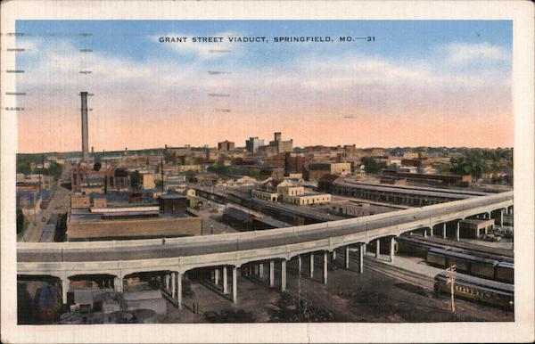 Grant Street Viaduct Springfield, MO Postcard