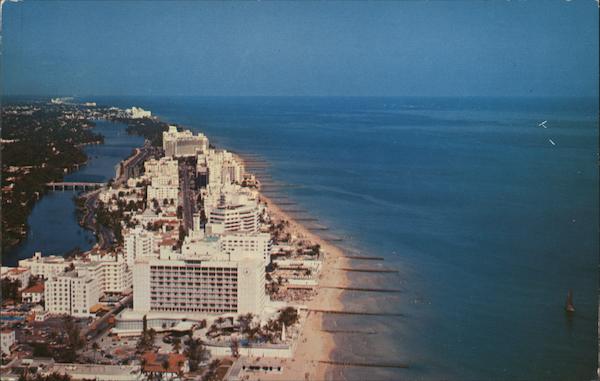 Air View of the Fabulous Ocean Front Hotels Along the Gold Coast Miami ...