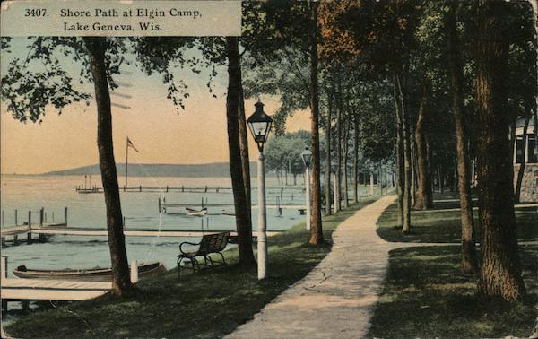 Shore Path at Elgin Camp Lake Geneva, WI Postcard