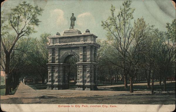 Entrance to City Park Junction City, KS Postcard