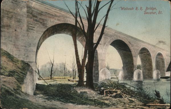Wabash R.R. Bridge Decatur, IL Postcard