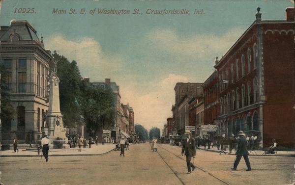 Main Street East of Washington Street Crawfordsville, IN Postcard