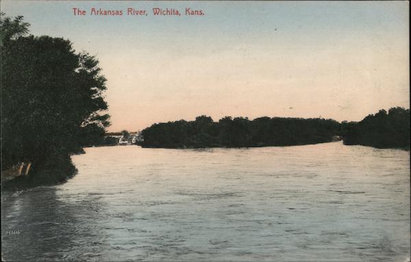 The Arkansas River Wichita, KS Postcard