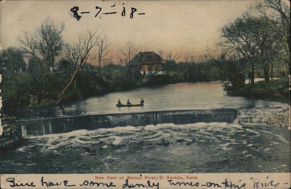 New Dam on Walnut River El Dorado, KS Postcard