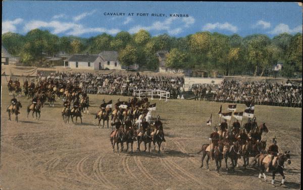 Cavalry at Fort Riley Kansas Postcard