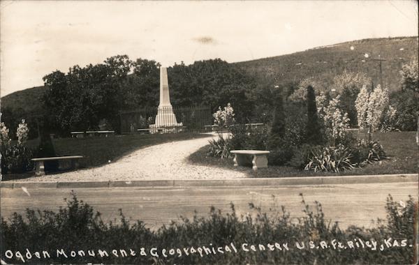 Ogden Monument, Geographical Center U.S.A. Fort Riley, KS Postcard