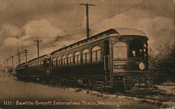 Seattle-Everett Interurban Train Washington Postcard