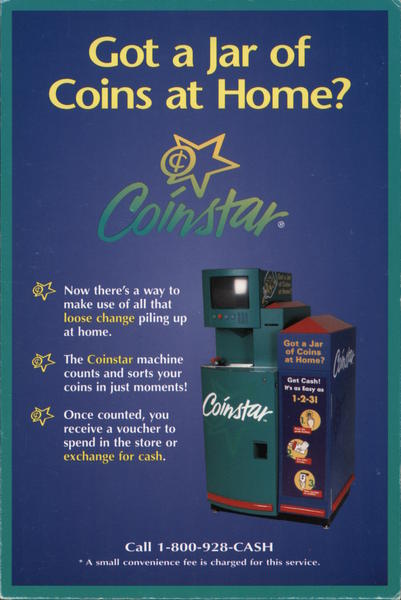 Coinstar - Turn your Coins to Cash Advertising Postcard