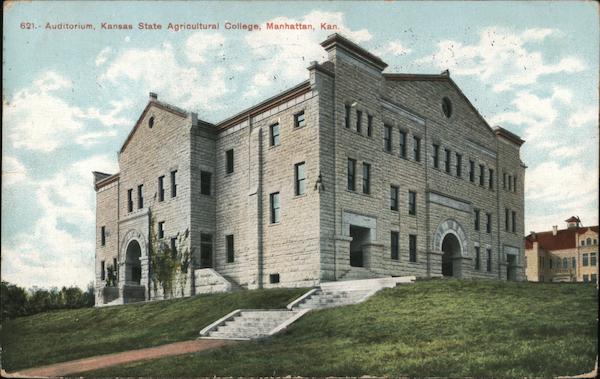 Auditorium, Kansas State Agricultural College Manhattan, KS Postcard