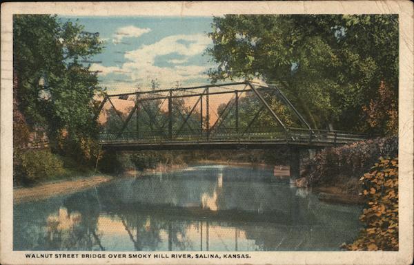 Walnut Street Bridge Over Smoky Hill River Salina, KS Postcard