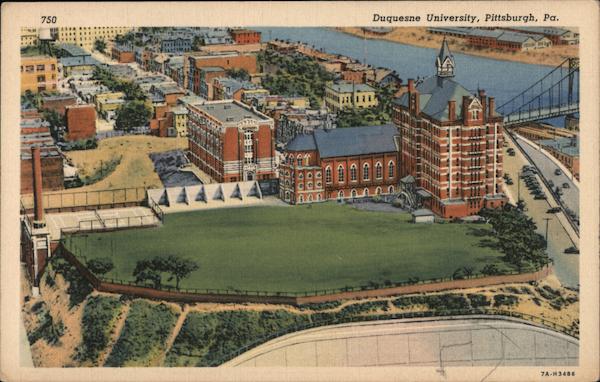 Aerial View of Duquesne University Pittsburgh, PA Postcard