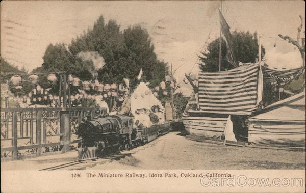 The Miniature Railway, Idora Park Oakland, CA Postcard