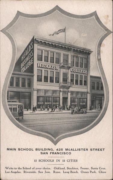 Heald's College Main School Building San Francisco, CA Postcard
