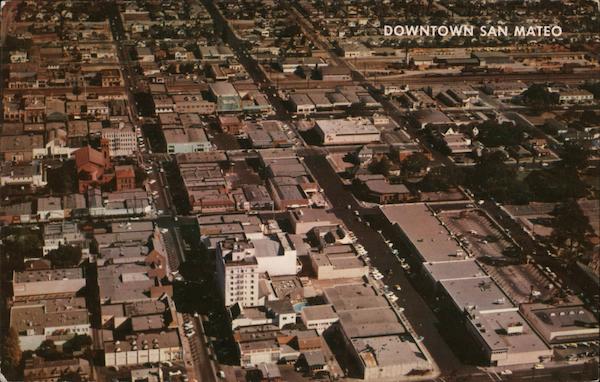 Downtown San Mateo California Color Photograph Postcard