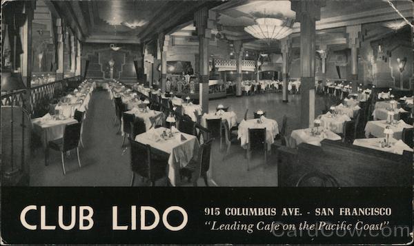 Club Lido 915 Columbus Ave. San Francisco, CA Postcard