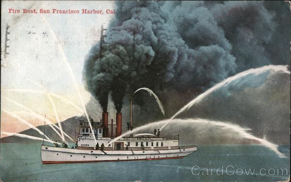 Fire Boat, San Francisco Harbor California Postcard