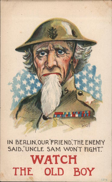 Watch Uncle Sam Fight World War I Wall Postcard