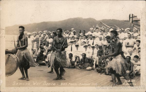 Samoan War Dance - U.S.S.Pennsylvania Great White Fleet Postcard