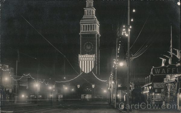 Great White Fleet Ferry Building at Night San Francisco, CA Postcard