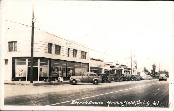Street Scene Greenfield, CA Postcard
