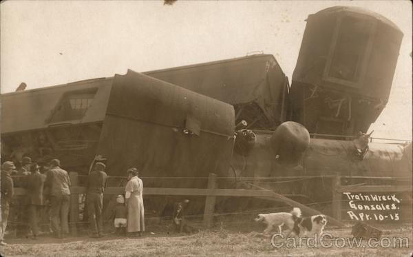 Southern Pacific Train Derailment - April 10, 1915 Gonzales, CA Postcard