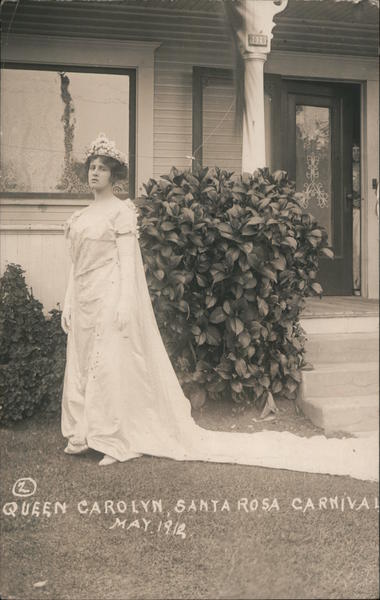 Queen Carolyn, Santa Rosa Carnival, May 1912 California Postcard