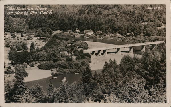 Russian River and Highway Bridge Monte Rio, CA Zan Postcard
