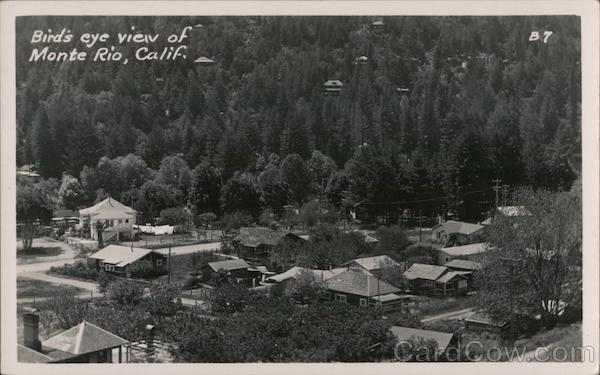Birds Eye View of Monte Rio California Zan of Tamalpalis Postcard
