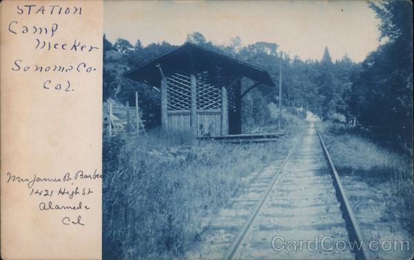 Station Camp Meeker railroad tracks California Postcard