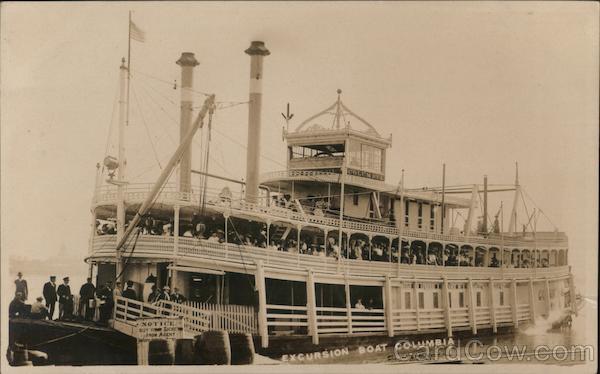 Excursion Steamer Columbia 1909 Riverboats Postcard