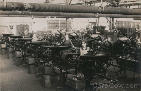 Women Working in a Factory in Germany, Machinery Postcard