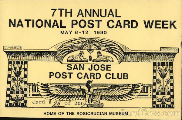 San Jose Post Card Club California Postcard