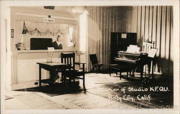 Interior of Studio K.F.Q.U. Holy City, CA Postcard