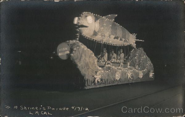 Fish Balloon Float in the Shriner's Parade Los Angeles, CA Postcard