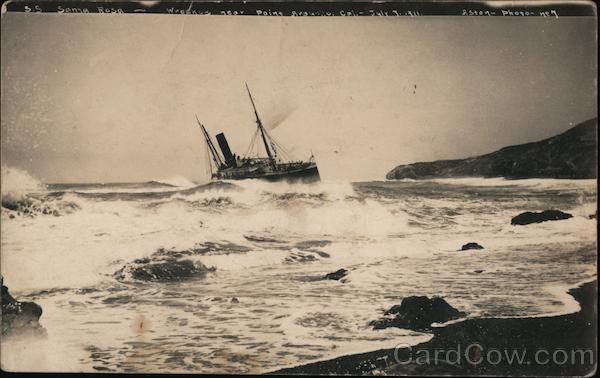 Wreck of Pacific Coast Line Steamer Santa Rosa - 1911 Point Arguello ...
