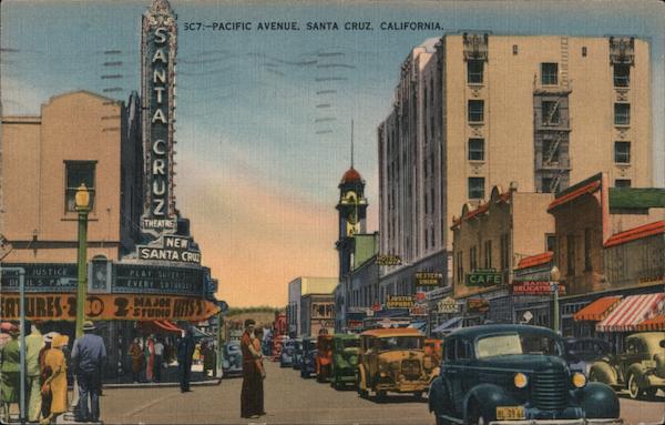 Pacific Avenue Santa Cruz, CA Postcard
