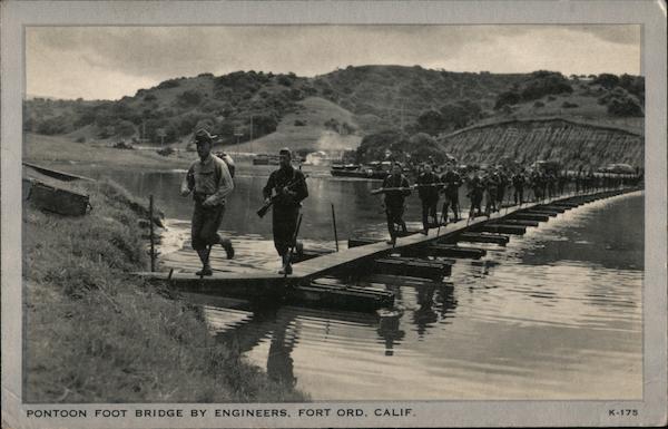 Pontoon Foot Bridge by Engineers Fort Ord, CA Postcard