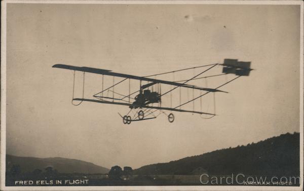 Fred Eels In Flight Aircraft Kirkham Postcard