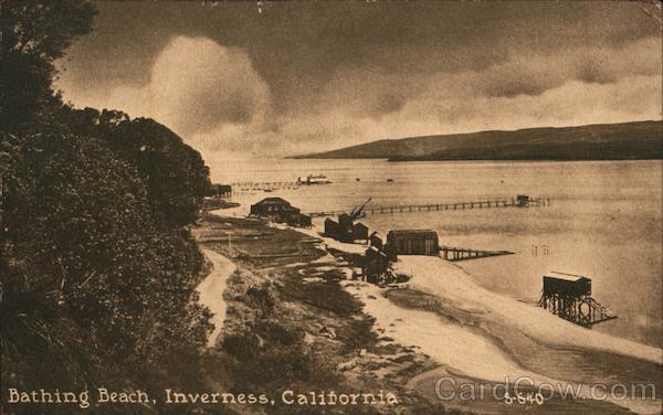 Bathing Beach Inverness, CA Postcard